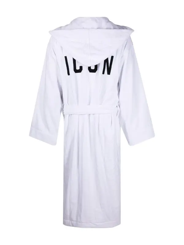 Dsquared2 Logo Embroidered Bath Robe - White