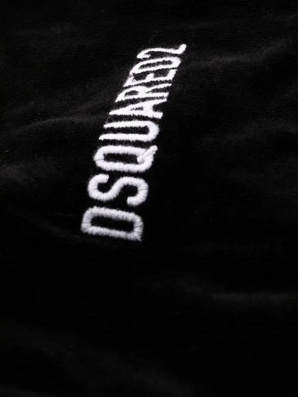Dsquared2 Logo Embroidered Bath Robe - Black