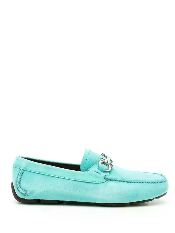 FERRAGAMO Gancini Leather Loafers - Blue