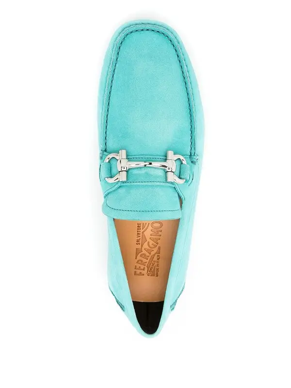 Ferragamo Gancini Leather Loafers In Turquoise - 36% Off 