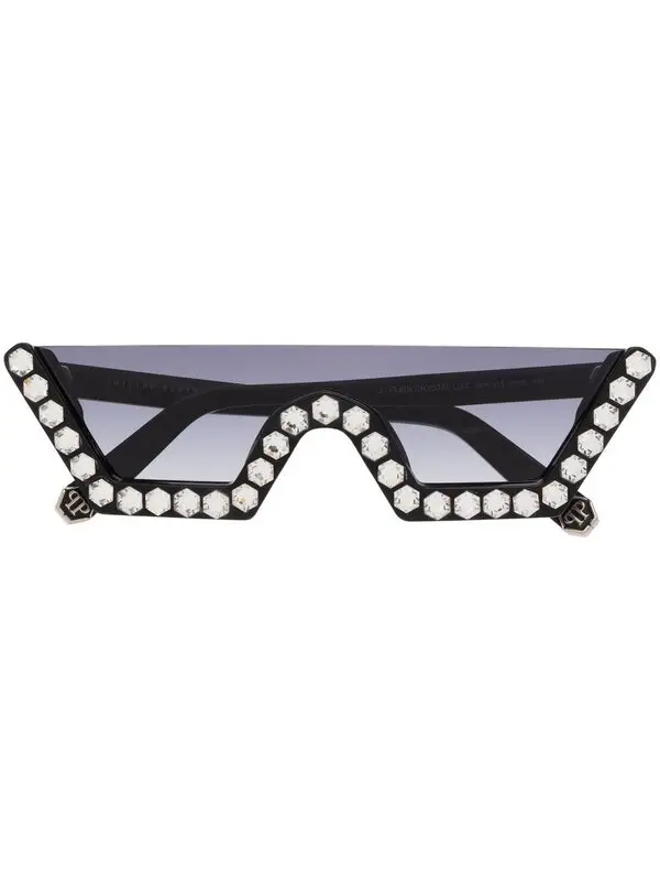 Philipp Plein Crystal Lux Geometric Sunglasses - Black