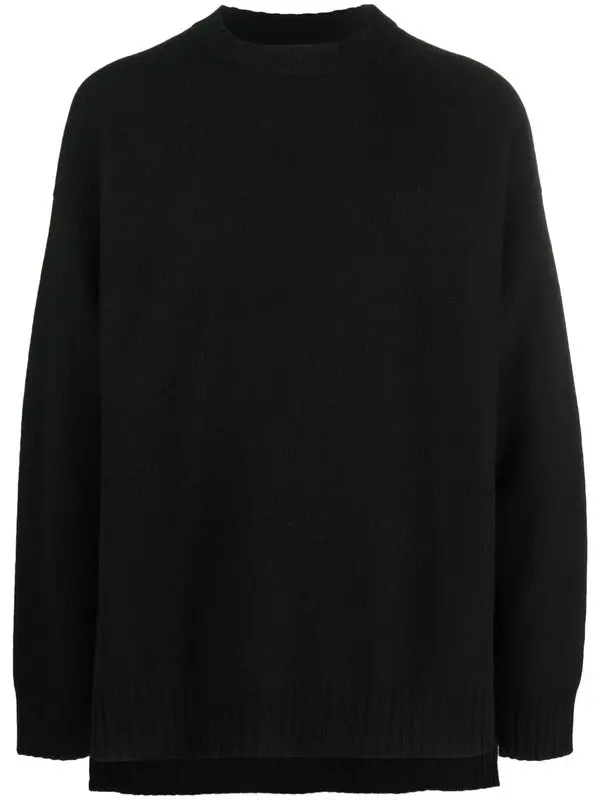 JIL SANDER Split-hem Crew-neck Jumper - Black