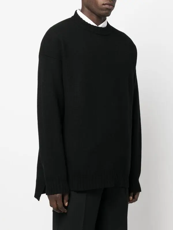 JIL SANDER Split-hem Crew-neck Jumper - Black