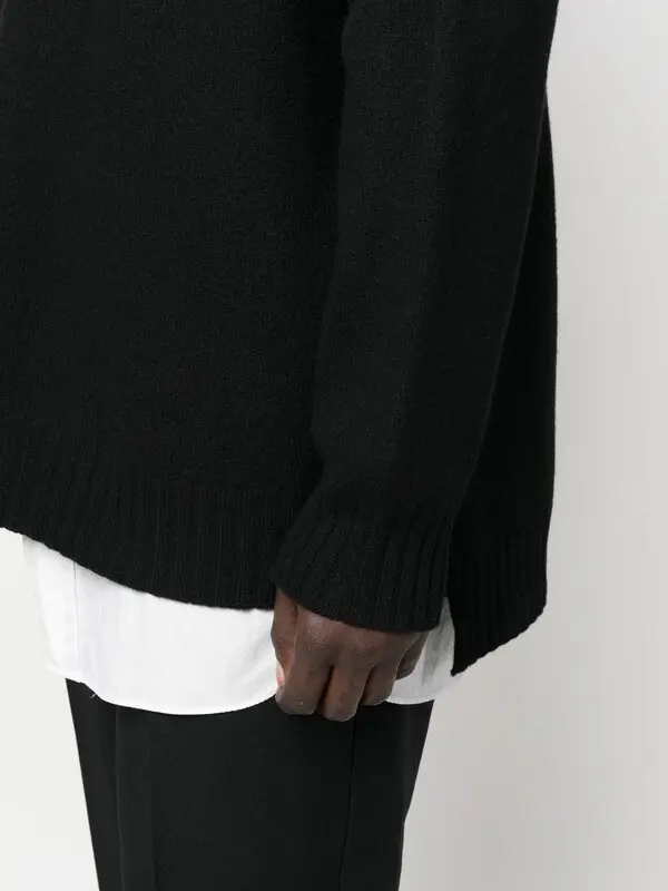 JIL SANDER Split-hem Crew-neck Jumper - Black