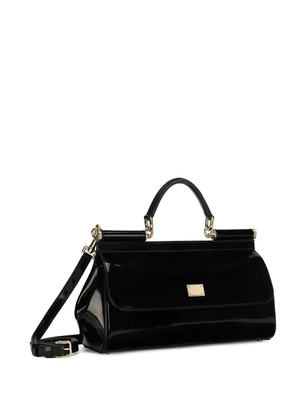 Dolce & Gabbana Sicily Patent Leather Top-handle Bag - Black