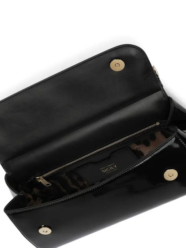 Dolce & Gabbana Sicily Patent Leather Top-handle Bag - Black
