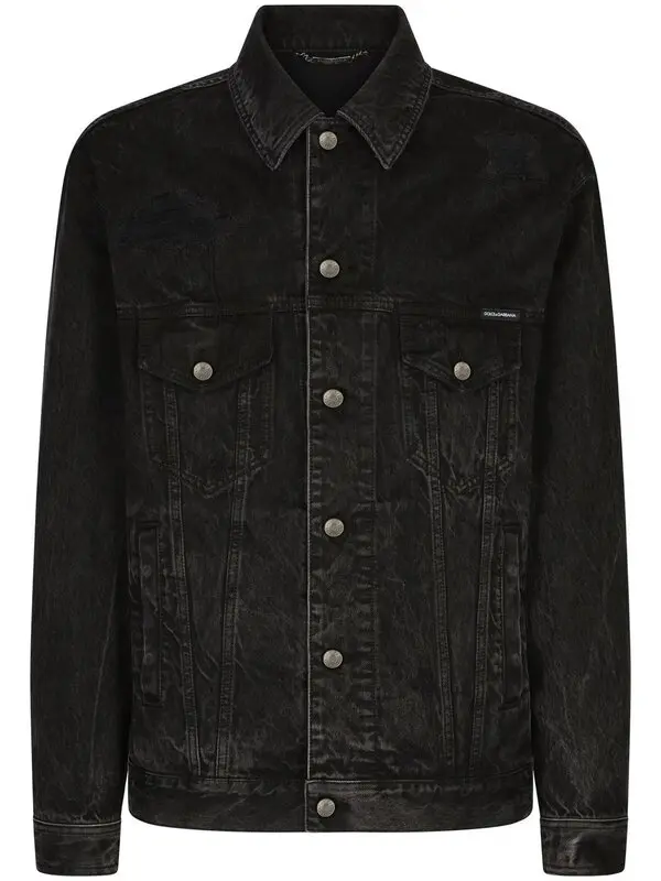 Dolce & Gabbana Logo-plaque Washed Denim Jacket