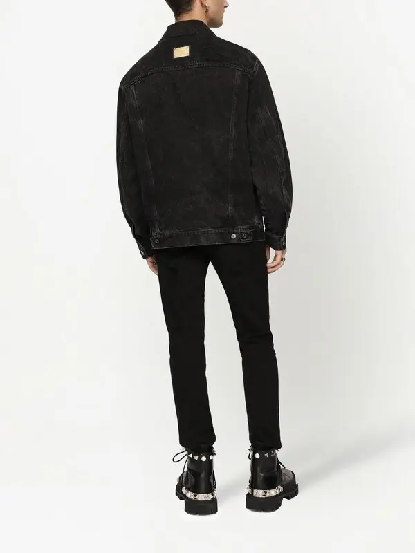 Dolce & Gabbana Logo-plaque Washed Denim Jacket