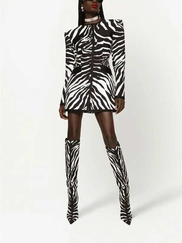 Dolce & Gabbana Zebra Print Brocade Miniskirt