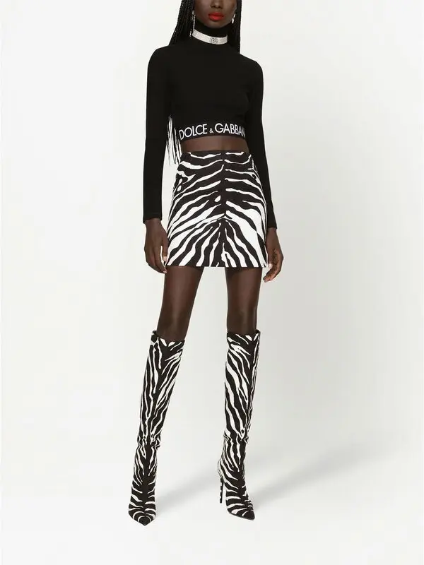 Dolce & Gabbana Zebra Print Brocade Miniskirt