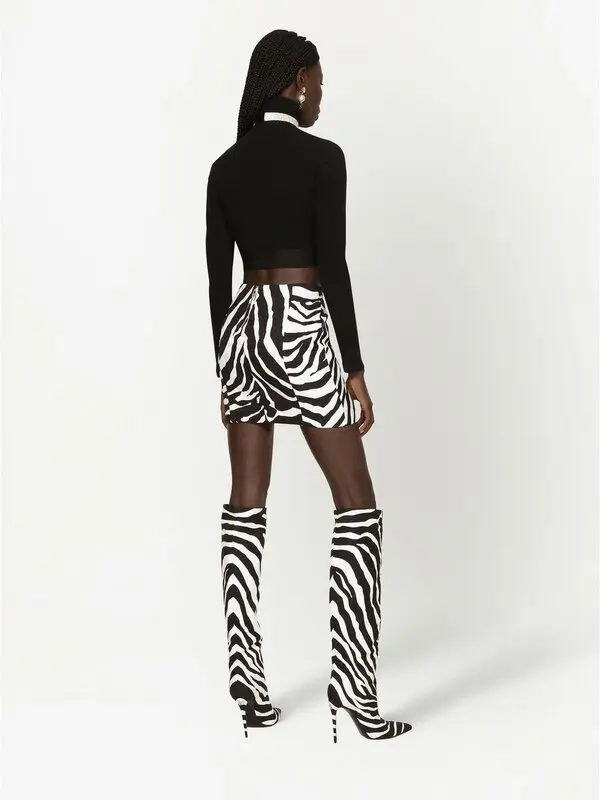 Dolce & Gabbana Zebra Print Brocade Miniskirt