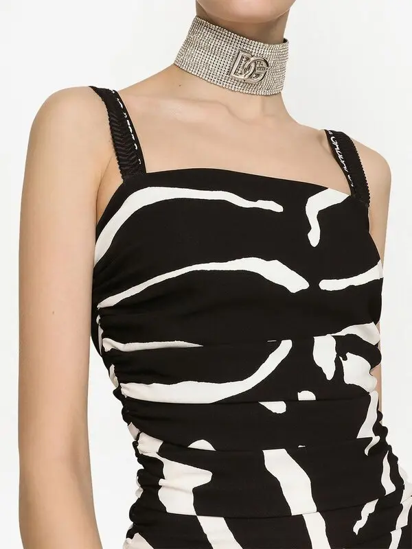 Dolce & Gabbana Cady Zebra Print Midi Dress