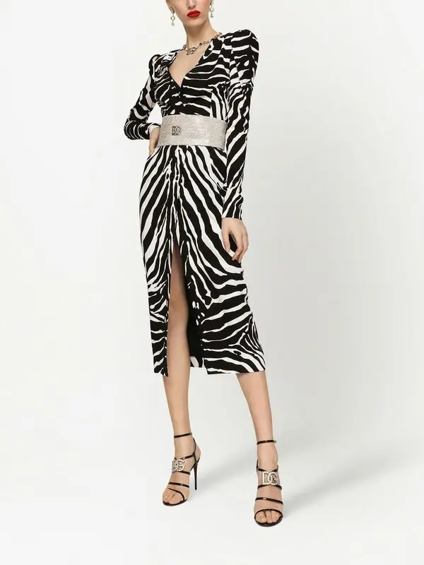Dolce & Gabbana Zebra-print Long-sleeve Dress