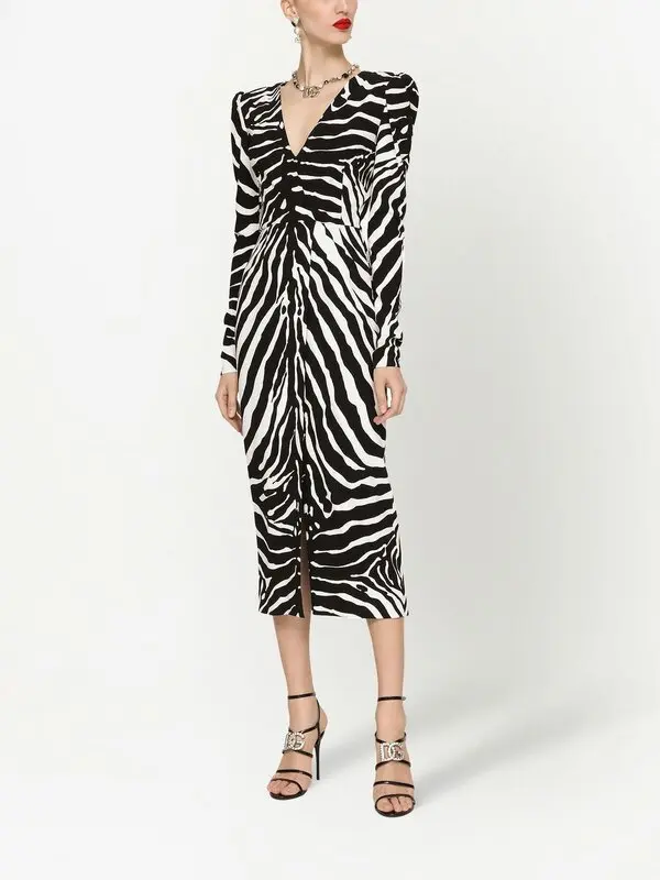 Dolce & Gabbana Zebra-print Long-sleeve Dress