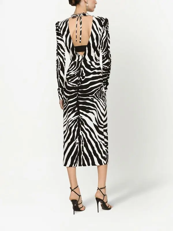 Dolce & Gabbana Zebra-print Long-sleeve Dress