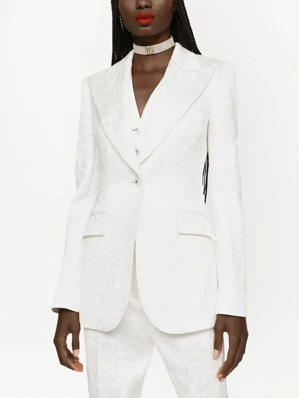 Dolce & Gabbana Turlington Floral-brocade Blazer - White