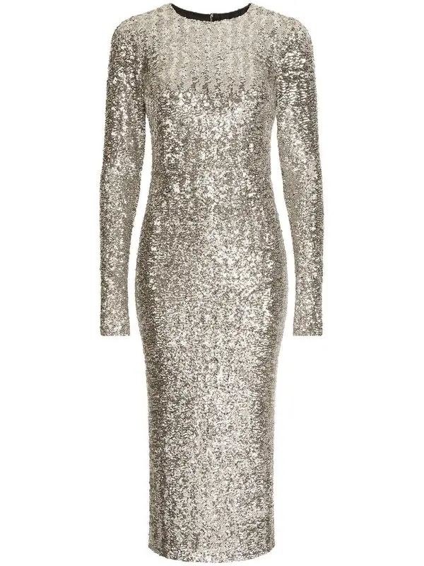 Dolce & Gabbana Sequin-embellished Midi Dress - Silver