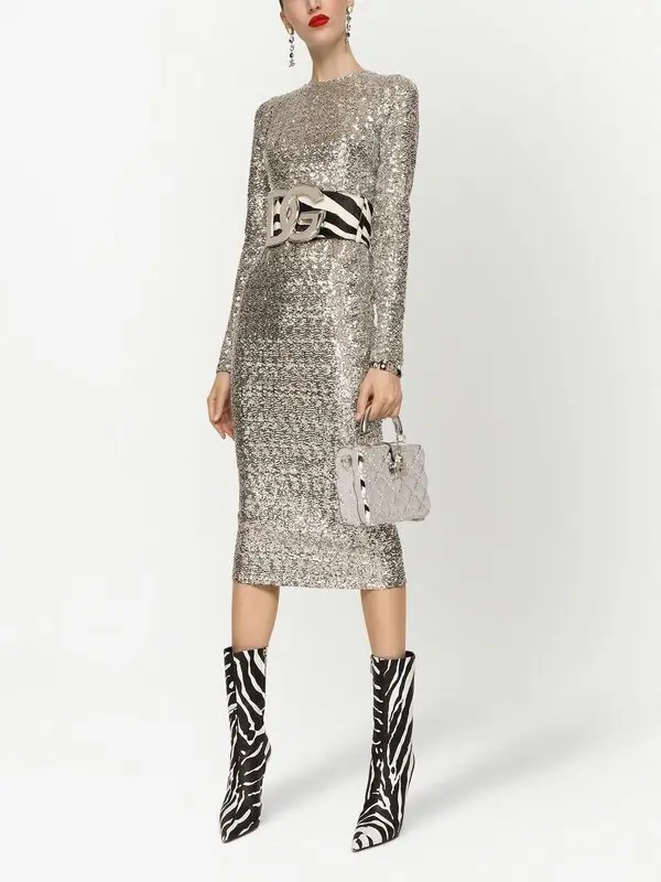 Dolce & Gabbana Sequin-embellished Midi Dress - Silver