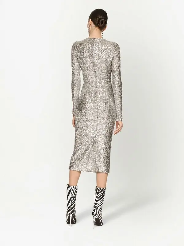 Dolce & Gabbana Sequin-embellished Midi Dress - Silver