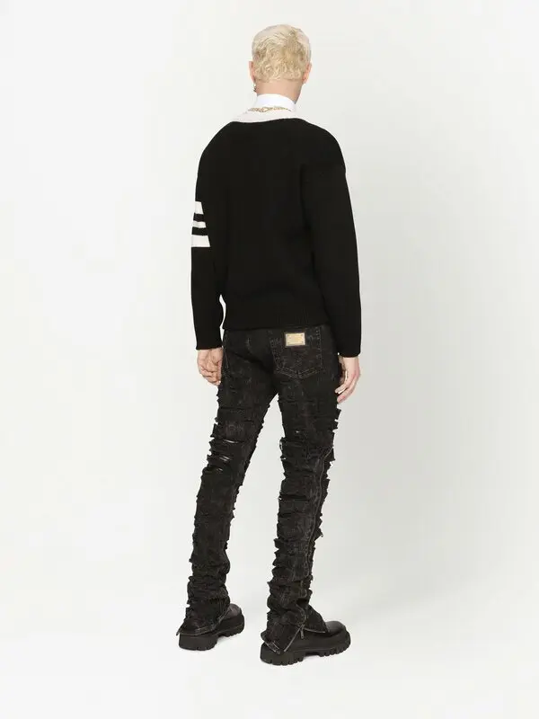 Dolce & Gabbana Dg-logo Fisherman's-knit Cardigan - Black