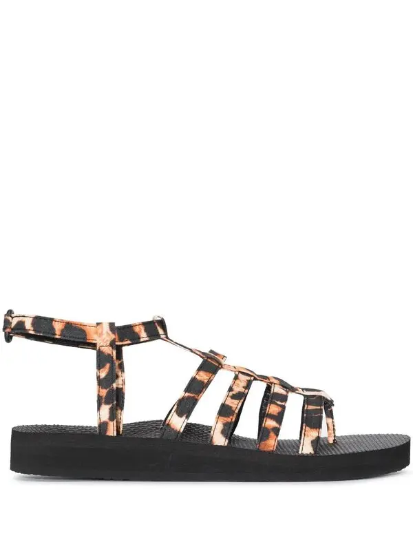 ARIZONA LOVE Leopard Print Flat Sandals - Brown