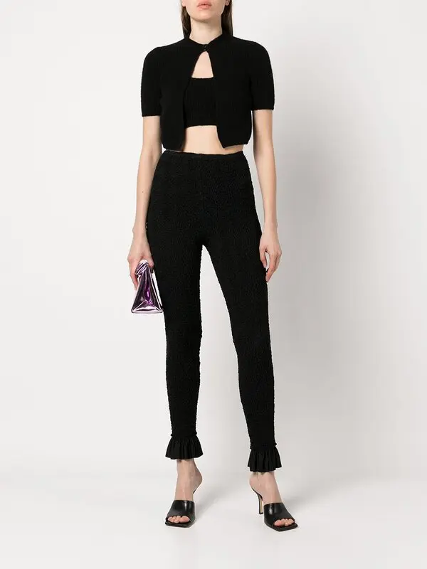 Alexander Wang Ruched Ruffle-trim Leggings