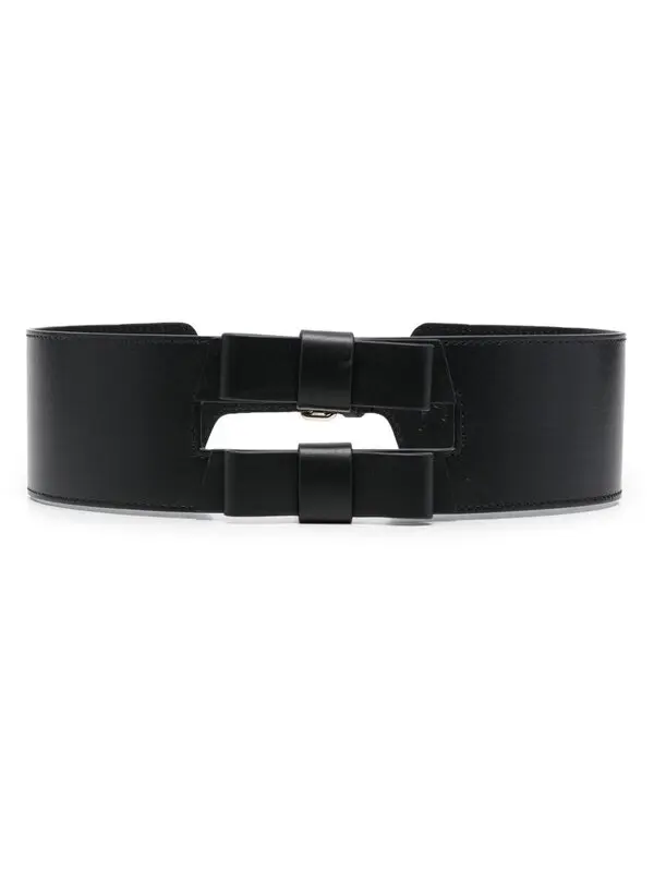 Red Valentino Double Bow Leather Waist Belt - Black