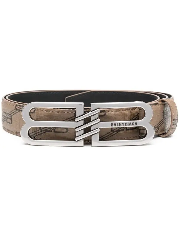 Balenciaga Bb Monogram Belt - Neutrals