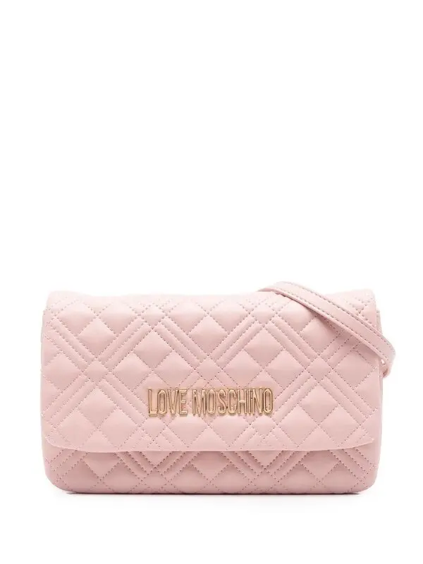 Moschino Logo-plaque Quilted Crossbody Bag - Pink