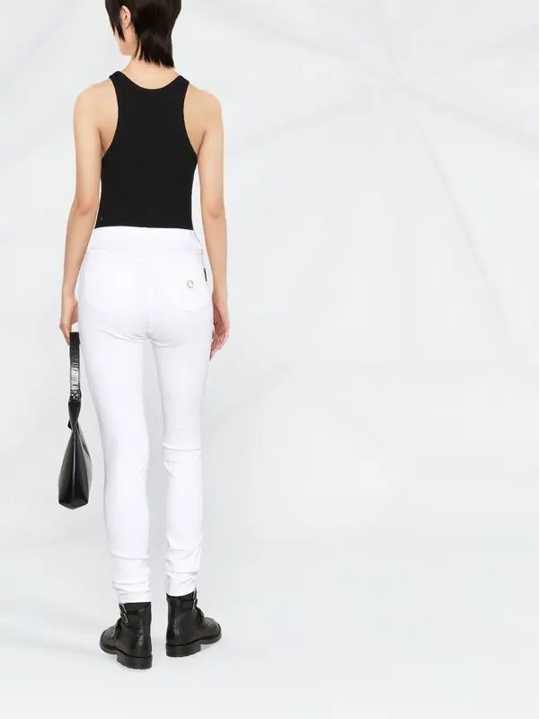 Philipp Plein Biker High-waisted Skinny Jeans - White