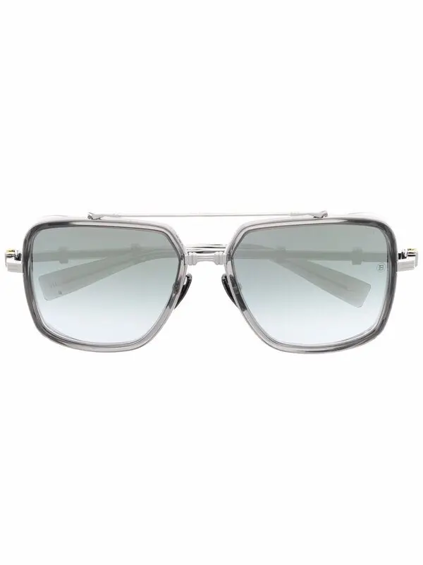 Balmain Officier Square-frame Sunglasses - Grey