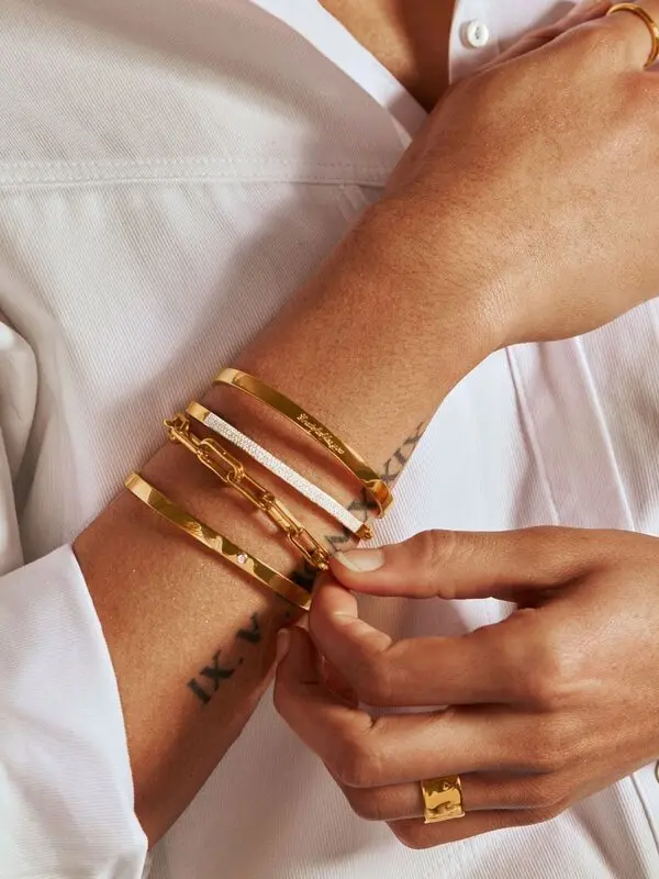 Monica Vinader Essential Diamond Pavé Bangle - Gold