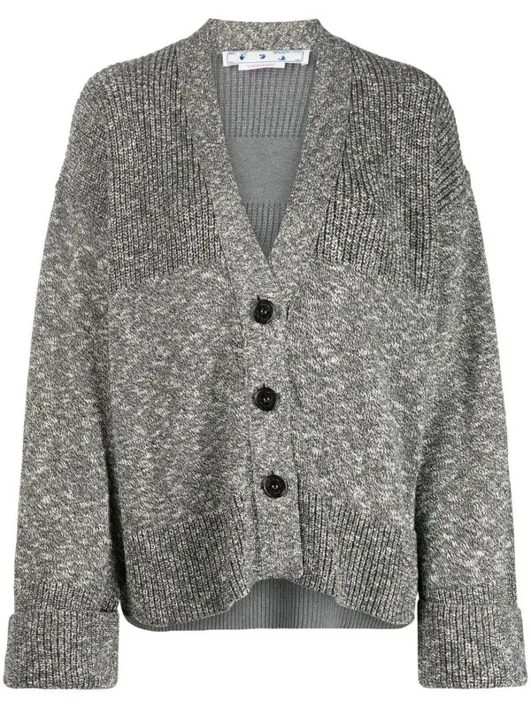 Off-White Diag-stripe Mélange-effect Cardigan