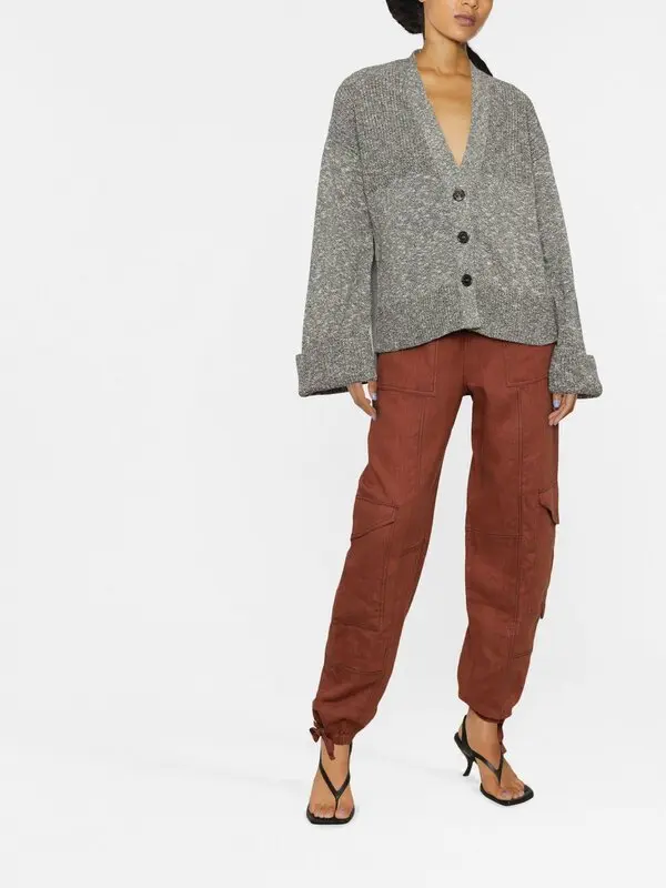 Off-White Diag-stripe Mélange-effect Cardigan