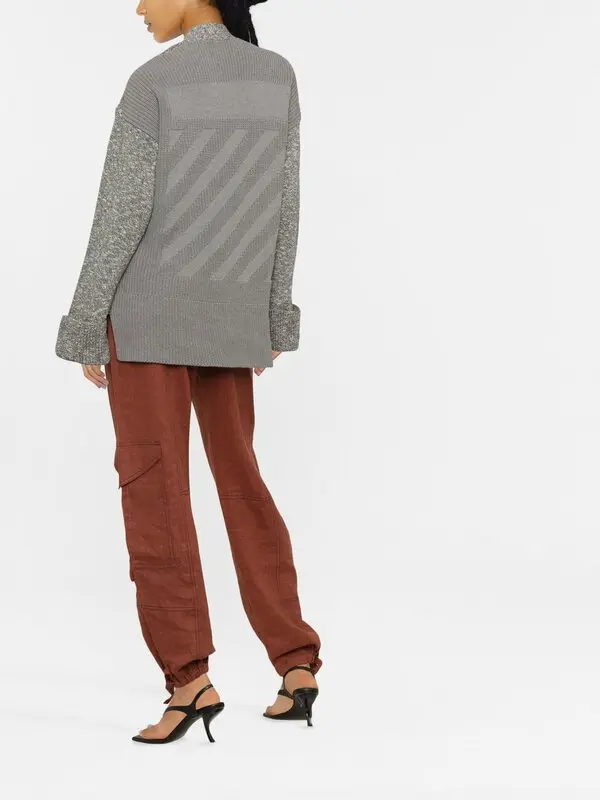 Off-White Diag-stripe Mélange-effect Cardigan