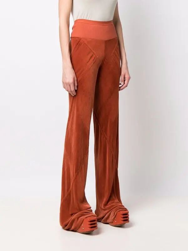 Rick Owens Bias-cut Velvet-effect Trousers - Orange