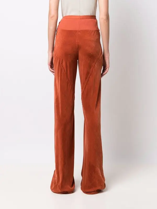 Rick Owens Bias-cut Velvet-effect Trousers - Orange