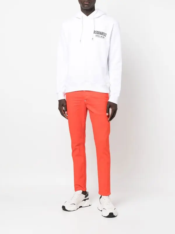 Dsquared2 Cotton Logo Print Hoodie - White