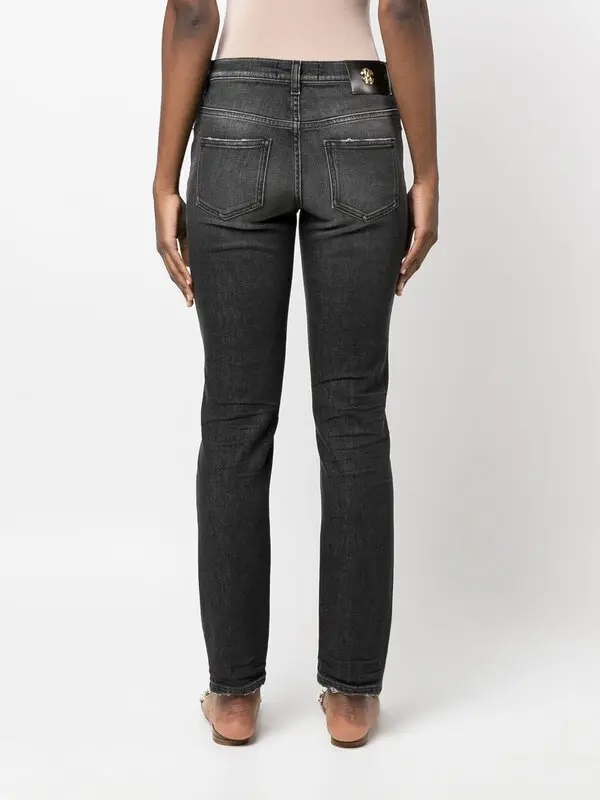 Roberto Cavalli Distressed-detail Straight-leg Jeans