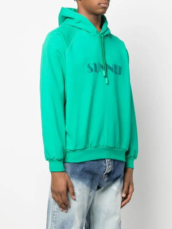 Sunnei Logo Drawstring Hoodie - Grey