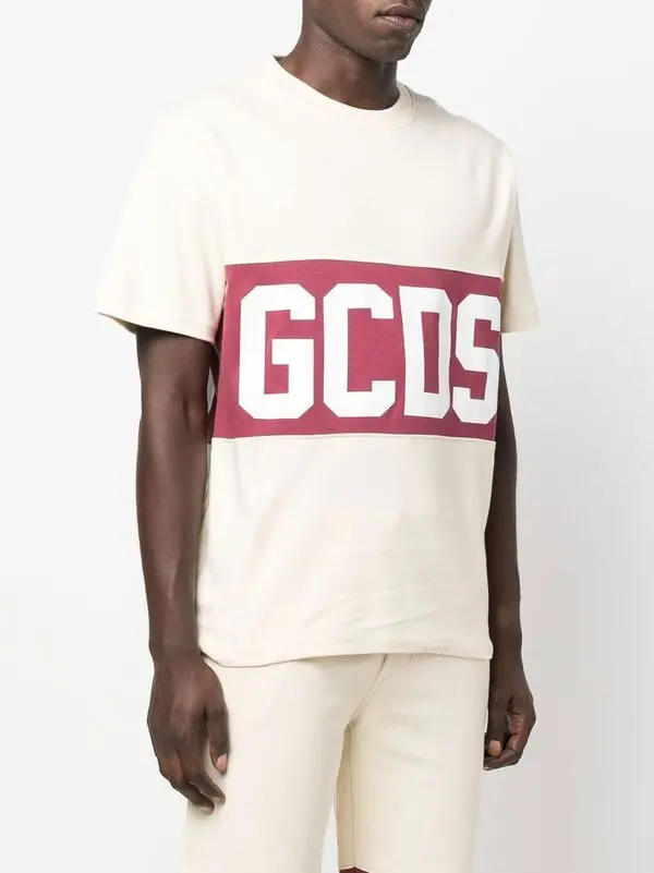 Gcds Logo-print Cotton T-shirt - Neutrals