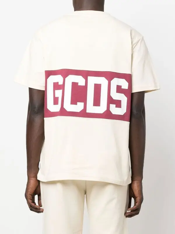 Gcds Logo-print Cotton T-shirt - Neutrals