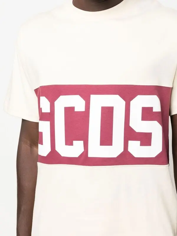 Gcds Logo-print Cotton T-shirt - Neutrals