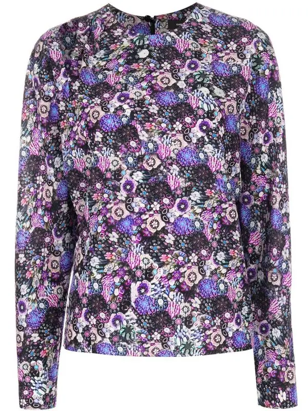 Isabel Marant Floral-print Stretch-silk Blouse - Purple