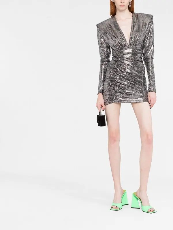 alexandre vauthier sequin dress Alexandre Vauthier Sequin-Embellished Mini Dress In Silver - 50% Off