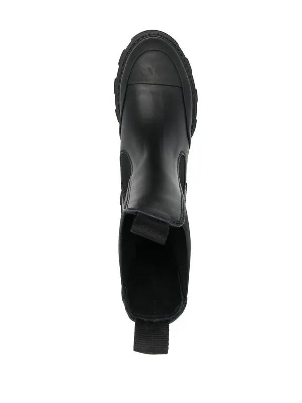 GANNI Mid Chunky Leather Chelsea Boots - Black