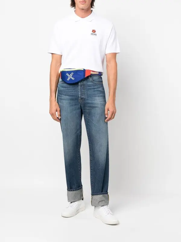 Kenzo Boky Flower Embroidered Polo Shirt - White