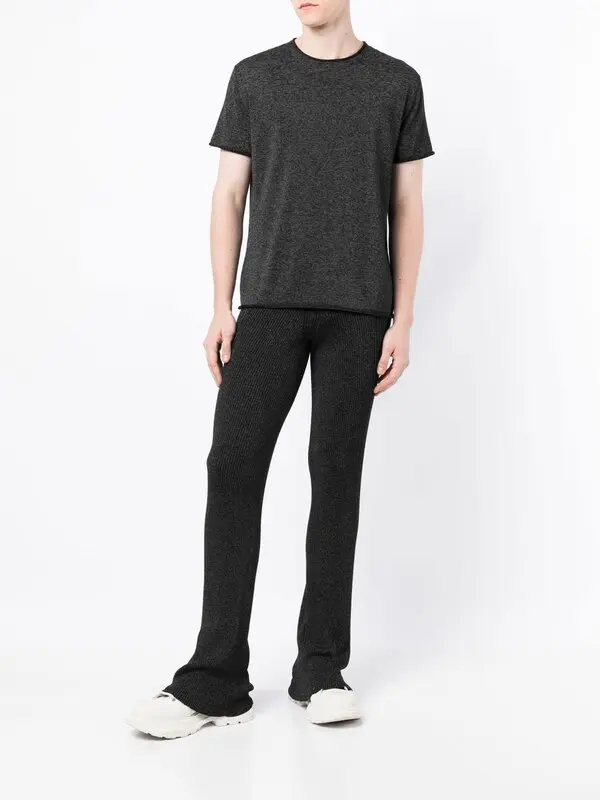 DION LEE Marl-knit Ribbed Flared Trousers