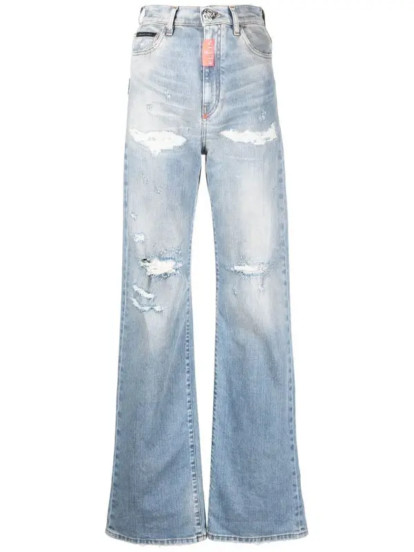Philipp Plein Ripped-detail Denim Jeans