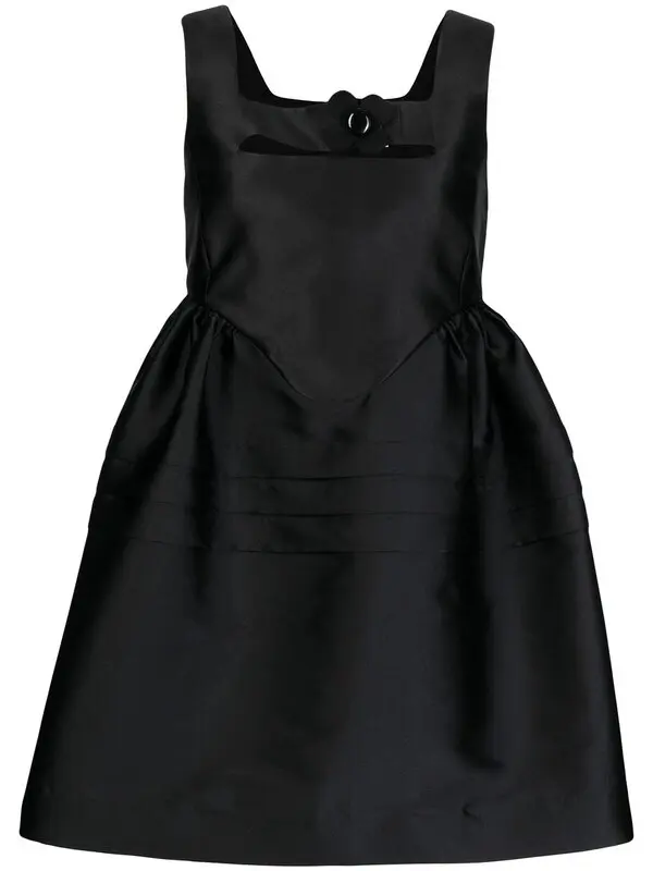 Shushu/Tong Floral-Appliqu Duchess Satin Mini Dress - Black | Editorialist